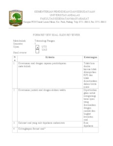 Form Review Soal UTS - Document Repository Universitas Andalas